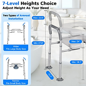 Takuyada Width & Height Adjustable Raised Toilet Seat with Handles for Elderly, Toilet Seat Risers for Seniors, Toilet Riser with Handles, Elevated Toilet Seat with Handles, Handicap Toilet Seat Riser
