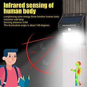 JHBOX Solar Powered Motion Lights 30 LED, Solar Outdoor Lights Motion Sensor Waterproof Luces Solares para Exteriores, Solar Sconce Lights Outdoor for Home Safety Christmas Gifts (1 Pack)