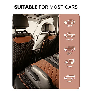 Owleys Premium Leather Car Seat Protector for Back Seat - Back Seat Cover for Kids - Car Kick Mat - Back of Seat Protector for Kids Feet Car Seat Back Protector - 1 Pc Hexy