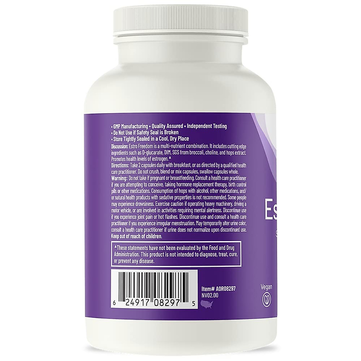 AOR, Estro Freedom, Vegan, Natural Supplement to support healthy estrogen balance and healthy, regular menstruation, 60 Capsules (30 Servings)