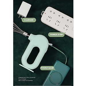Wynboop MINI Household Cordless Electric Hand Mixer,USB Rechargable Handheld Egg Beater with 2 Detachable Stir Whisks 4 Speed Modes,Baking At Home For Kitchen,Lightweight Portable(Green)