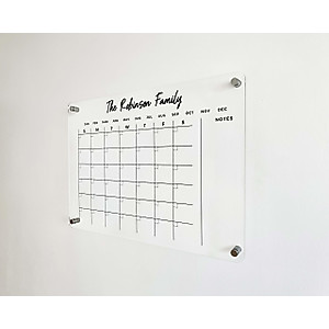 Acrylic Family Planner Wall Calendar - Personalized Calendar 2024, Dry Erase Calendar, Custom Text Blank Calendar, Transparent Calendar (18"x14", Standard Package)