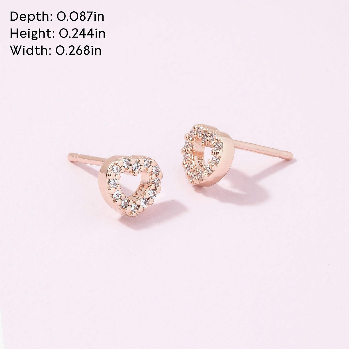 PANDORA Open Heart Stud Earrings - Great Gift for Her - Stunning Women's Earrings - 14k Rose Gold & Cubic Zirconia