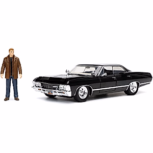 1967 Chevy Impala SS Sport Sedan Black & Dean Winchester Diecast Figurine Supernatural (2005-2020) TV Series 1/24 Diecast Model Car by Jada 32250