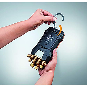 Testo 557s Kit I App Operated Digital Manifold, 2 x testo 115i Pipe Clamp Thermometer, 1 x testo 552i Micron Gauge, 4 x Hoses I for HVAC Systems – with Bluetooth