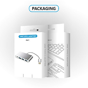 USB C hub HDMI Adapter, 4 in 1 Type C hub, 100W Power Supply, USB3.0 * 3+Type-C Interface, Suitable for MacBook Air, MacBook Pro, XPS, etc.