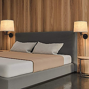 Lamp Shades Set of 2, Medium Lampshades 11.6" Top x 12.6" Bottom x 9.8" High, Drum Lampshades (Spider Fitter), Natural Beige Linen Lampshades Hand Crafted Shades Replacement for Table Lamp, Floor Lamp