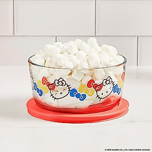 Pyrex Hello Kitty 8-Piece Glass Food Storage Containers Set, Non-Toxic Plastic BPA-Free Lids, Freezer Dishwasher Microwave Safe