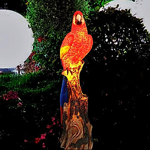 iRonrain Solar Garden Statues Outdoor Parrot Decorative Figurine Waterproof Lights Art Décor Red Large Parrots Animal Sculpture for Garden Yard Lawn Home Ornaments (Parrot 1)