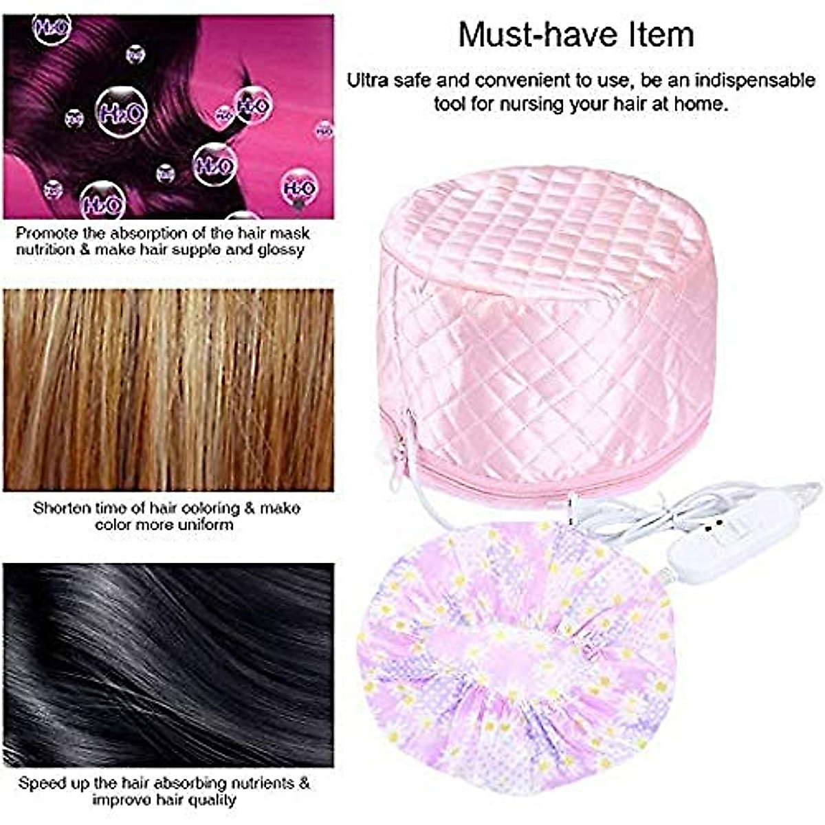 110V Hair Care Hat,Hair SPA Cap,Electric Hair Cap Thermal Cap For Hair Spa Home,Nourishing Care Hat with 3 Mode Temperature Control