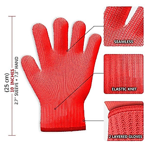 Killer's Instinct Outdoors 1 Pair Heat Resistant Gloves Oven Gloves Heat Resistant with Fingers Red Oven Mitts Kitchen Pot Holders Cotton Gloves Red Kitchen Gloves Double Oven Mitt Set