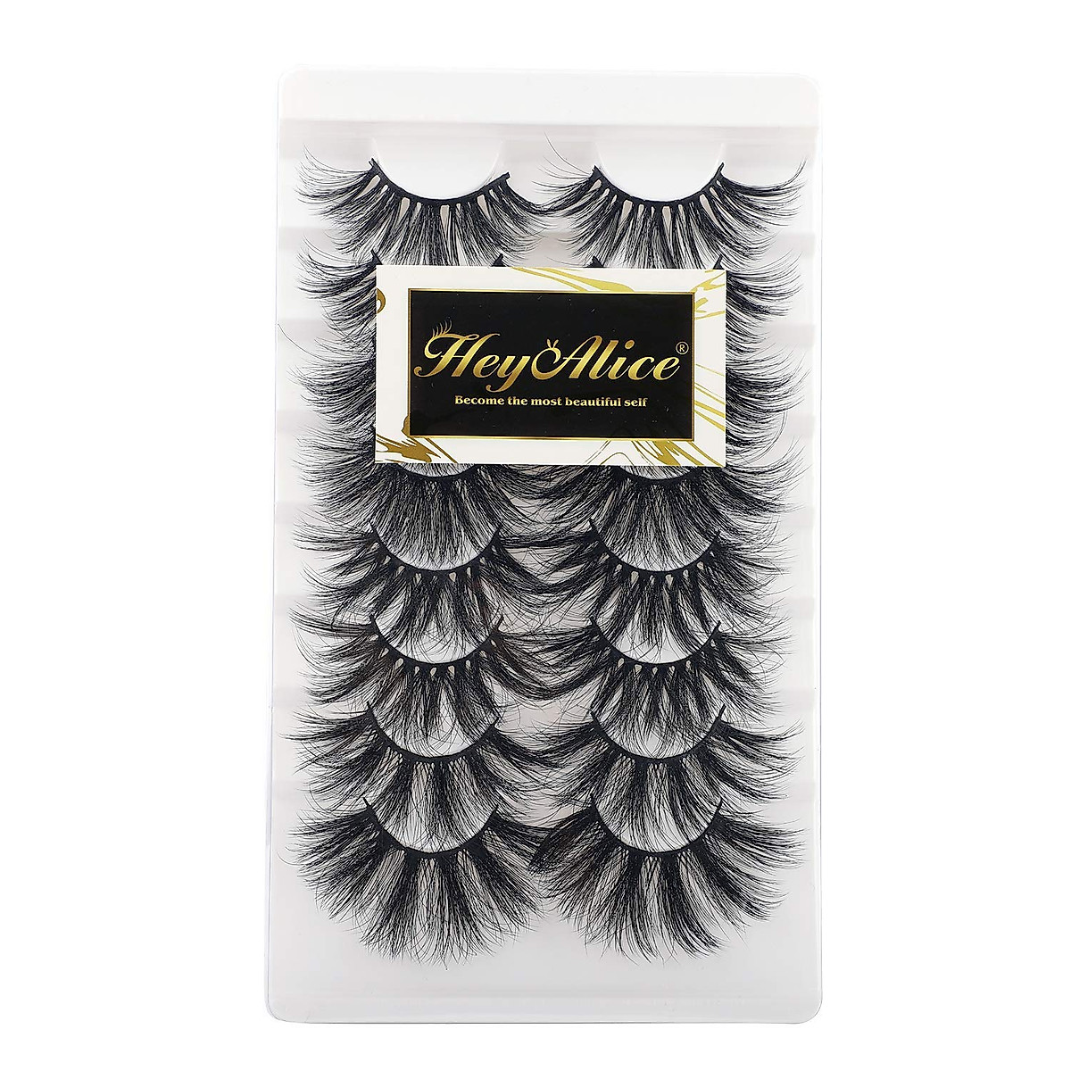 Mink Eyelashes 25mm Lashes Pack HeyAlice Fluffy 8 Pairs 4 Styles Mixed Eyelashes Long Strip Thick Volume Fake Lashes