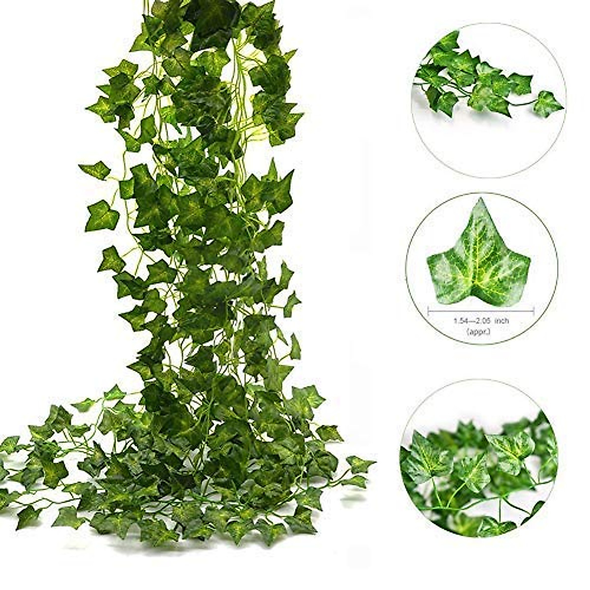 Gooteff 84 Ft Fake Plants Artificial Ivy Leaf Greenery Garland Plants Fake Hanging Vine Garland Fake Leaves for Party Garden Office Christmas Wedding Wall Home Decor（12 Pack）