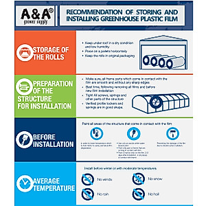 A&A Greenhouse Clear Plastic Film Polyethylene Covering Gt5 Year 8 Mil. - UV Protection - (12 ft. W x 25 ft. L)