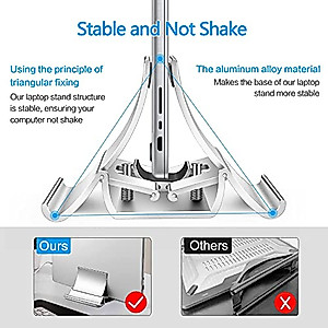 ivoler Auto-Resize Aluminum Vertical Laptop Stand Desktop for Gravity Locking Holder Dock Save Space for Desk Organizers and Storage(Up to 17.3 inches), Fits All MacBook/Air/HP/Dell/Samsung, Silver