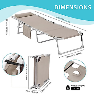HBWHBW Tanning Chair with Face & Arm Hole- Chaise Lounge Beach Chair for Outdoor Pool, Sunbathing and Reading on Stomach- Versatile Folding Lounger for Tanning (Beige Textilene)