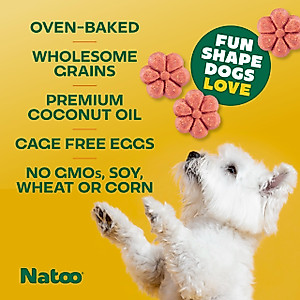 NATOO Dog Biscuits for Small Dogs & Puppies Crunchy Dog Treats, Oats & Berry Healthy Natural Dog Biscuits, Rich in Omega 6, Prebiotics & Fibers, Antioxidants for Immunity (8 oz)