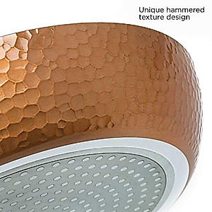 Ecolution Impressions Hammered Nonstick Pots and Pans Set, Dishwasher Safe Cookware with Riveted Stainless Steel Handles, 10-Piece, Copper