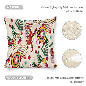 Christmas Santa-rocker Tree Throw Pillow Covers 18×18 Pillowcases Set of 2 Xmas Funny Linen Decorative Square Pillow Case Cushion Covers Standard Size for Sofa Couch Outdoor Bed Pillow Protectors