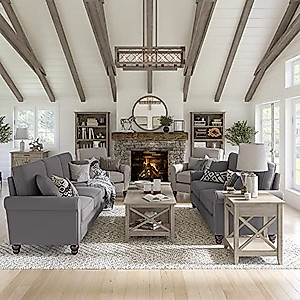 Bush Furniture Hudson L Shaped Sectional Couch, 87W, French Gray Herringbone