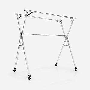 Nightcore Clothes Drying Rack, Stainless Steel Garment Rack with 4 Universal Wheels, Free of Installation, Foldable & Length Adjustable Hanger Rack for Indoor Outdoor