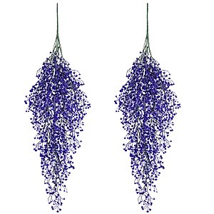 Omldggr 2 Pieces Artificial Hanging Vine Purple Fake Ivy Flower Hanging Willow Vine for Home Garden Office Wedding Decor (82cm)