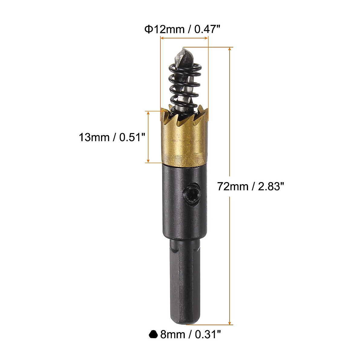 HARFINGTON Hole Saw 12mm (1/2") M35 HSS (High Speed Steel) Titanium Coated Drill Bit Cutter Opener for Stainless Steel Aluminum Alloy Metal Wood Plastic