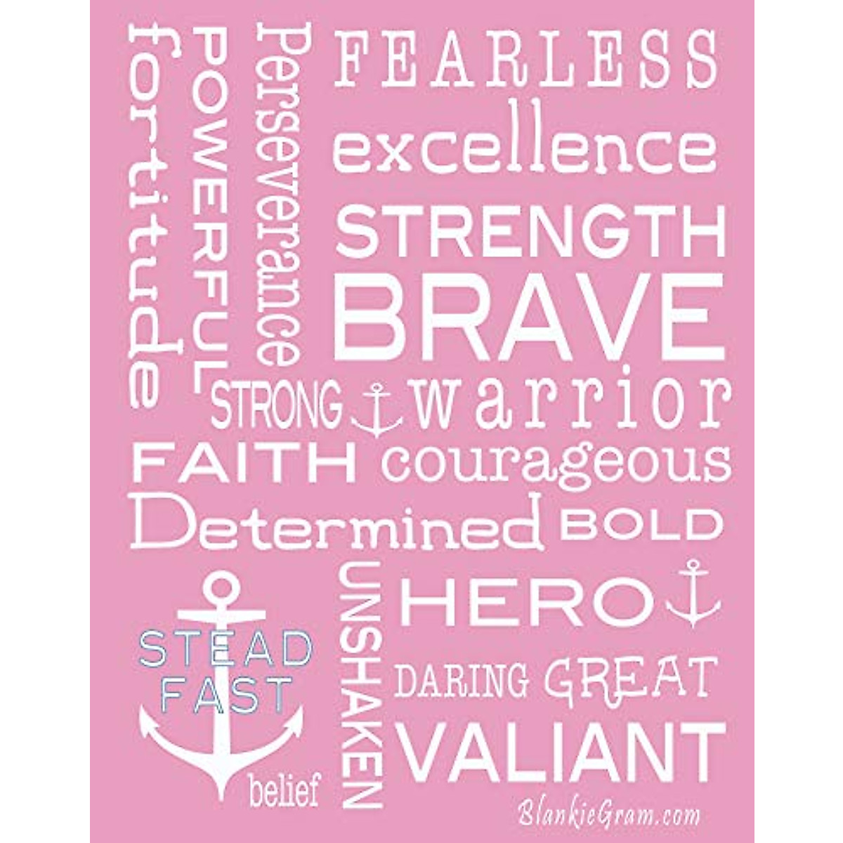 BlankieGram “Bravery” Throw Blanket – Gift Ideas and Gifts for Women and Men Make Great Comfort Gifts, Pink