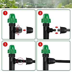 HUISUYTON 1/4" Drip Irrigation Spray Emitters Leak-Proof 30PCS Adjustable Spray Emitters with Lock Barbed 6" Sturdy Stake for (4-7mm) Garden,Raised Garden Bed,Greenhouses(30PCS Misting)