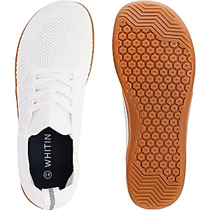 WHITIN Men's Extra Wide Width Trail Road Running Shoes Minimalist Barefoot Sneakers Wide Toe Size 10W Workout Fitness Low Zero Drop Lightweight White 43