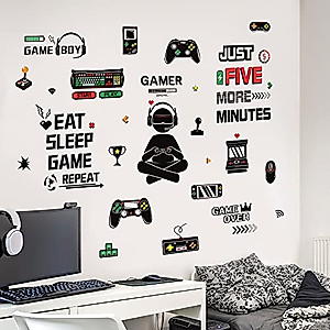 HONEYJOY Gamer Room Decor, Boys Room Decor, Gaming Room Decor, Playroom Wall Decals, Video Game Stickers Removable Wall Art for Kids Teens Men Bedroom Living Room