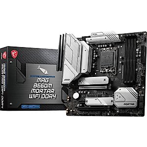 MSI MAG B660M Mortar WiFi DDR4 Gaming Motherboard (mATX, 12th Gen Intel Core, LGA 1700 Socket, DDR4, PCIe 4, 2.5G LAN, M.2 Slots, Wi-Fi 6)