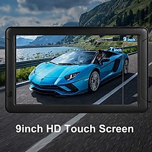 GPS Navigation for Car （9 Inch） Slimline Touch Screen Real Voice Direction ，USA Edition 2025 (Free Lifetime Updates) Turn-by-Turn Voice and Lane Guidance, Speed and Red Light Warning (American Brand)