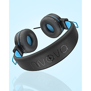 NIVAVA Kids Headphones, K8 Wired Headphones for Kids with Adjustable Headband, 3.5 MM Jack for School, Foldable On-Ear Headset for Girls Boys Kindle Tablet Cellphones Airplane Travel(Blue)