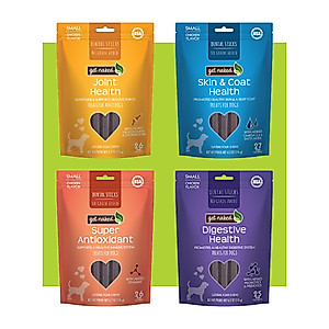 Get Naked Dental Sticks Grain-Free Chicken Flavor Dog Treats Variety Pack, Digestive Health + Skin & Coat + Joint Health + Super Antioxidant, Total 4 Bags, 24.8-oz, 64 Sticks