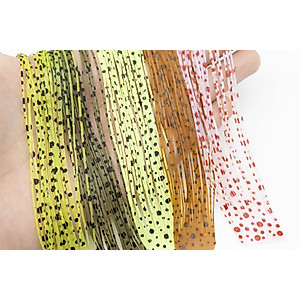 20Pc 10Colours Fishing Jig Lures Mixed Colors DIY Silicone Whole Sheet Skirts for Jig Lures Regular Skirt Colours with Fly Tying Material Free Rubber Band CMB10#