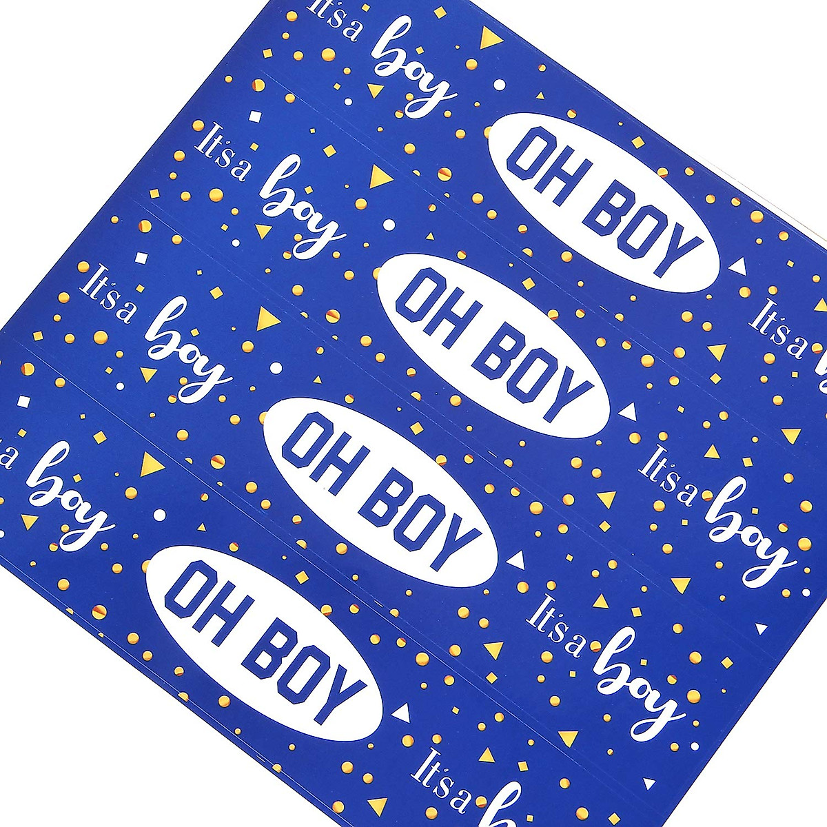 Halawawa 32 Stickers - Blue Oh Boy Sign Happy Birthday Water Bottle Labels, Wine or Bottle Stickers, Baby Shower Gender Reveal Pregnancy Announcement Party Decoration Supplies