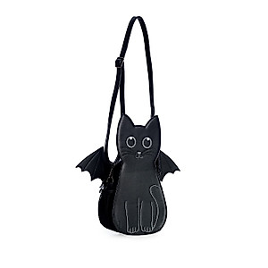 Lost Queen Women's Wendigo Bag Convertible Backpack Cute Black Cat Bat Crossbody Purse