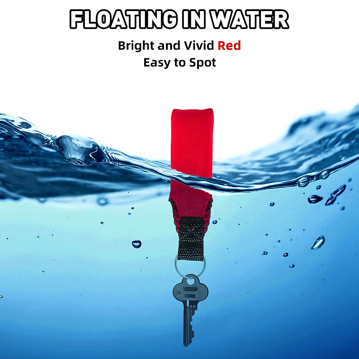Floating Neoprene Keychain, Rectangle Buoyant Key Ring, Water Sports Keychain for Marine Boat, Fishing, Sailing, Surfing, Kayaking, Swimming, Diving, Water Sports Red