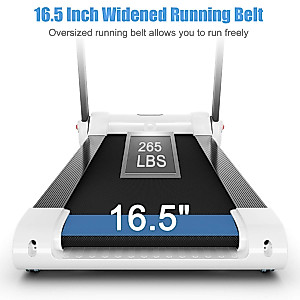 GYMAX Folding Treadmill, 2.25HP Electric Motorized Running Walking Machine with LED Touch Screen, Portable Cardio Workout Treadmill for Home Gym Office (White)