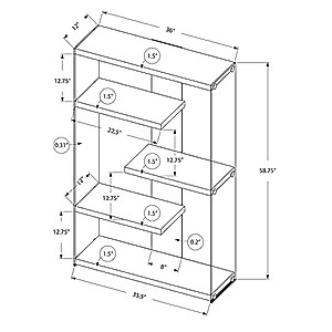 Monarch Specialties I Tempered Glass Bookcase, 60", Glossy White