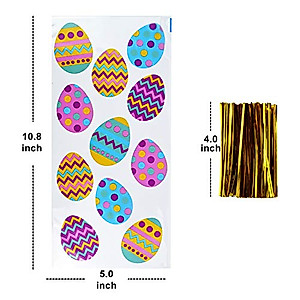 JOYIN 150 Pcs Easter Cellophane Bags, Easter Candy Treat Goodie Bags with Twisted Ties, Easter Kids Party Favor Party Supplies