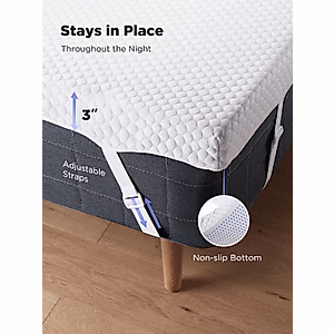 PERLECARE 3 Inch Gel Memory Foam Mattress Topper for Pressure Relief, Premium Soft Cooling Sleep, Non-Slip Design with Removable & Washable Cover, CertiPUR-US Certified - Twin XL