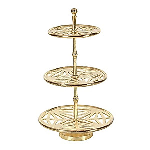 Deco 79 Aluminum 3 Tiered Tiered Server, 13" x 13" x 21", Gold