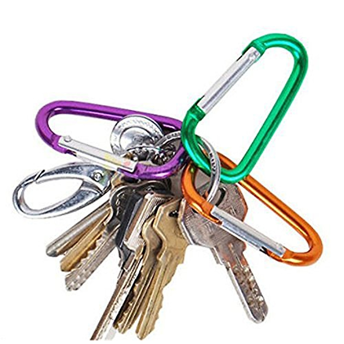 12pcs Colorful Carabiner Aluminum Screw Locking Spring Clip Hook Outdoor D Shaped Keychain Buckle for Camping, Hiking, Fishing(Random Color)