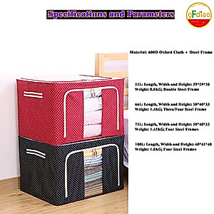 GUO FENG DIAO Steel Frame Storage Box Oxford Cloth Storage Box Quilt Storage Box Folding Wardrobe Fabric Extra Large Storage Bag