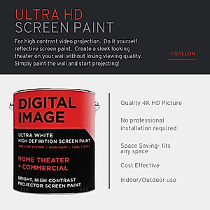 Projector Screen Paint - High Definition, 4K/8K, Ultra White - Gallon