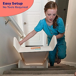 Stairslide Original Stair Mounted Kids Indoor Home Staircase Slide Playset with Self Anchoring Non Slip Grips for 9 to 12 Stairs, Cream