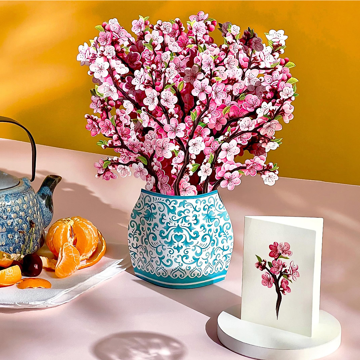 Freshcut Paper Pop Up Cards, Cherry Blossoms, 12 inch Life Sized Forever Flower Bouquet 3D Popup Greeting Cards with Note Card and Envelope - Cherry Blossoms