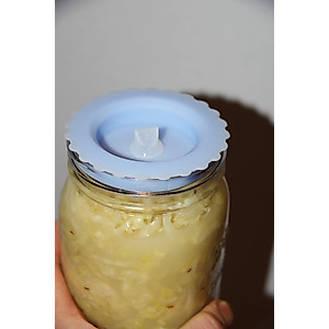 Mason jar Silicone Lid and Silicone duck bill check valve Airlock, Fits Regular and Wide mouth Mason jars. Made from 100% silicone, Great for fermenting. 4 Pack. Not made for canning.